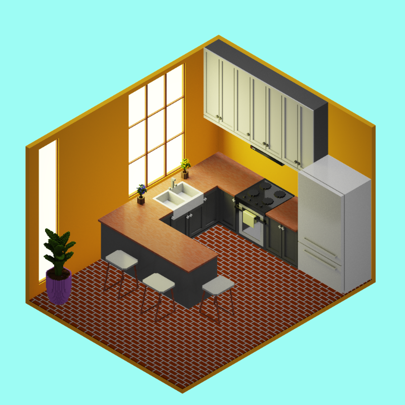 Isometric kitchen — fxhash